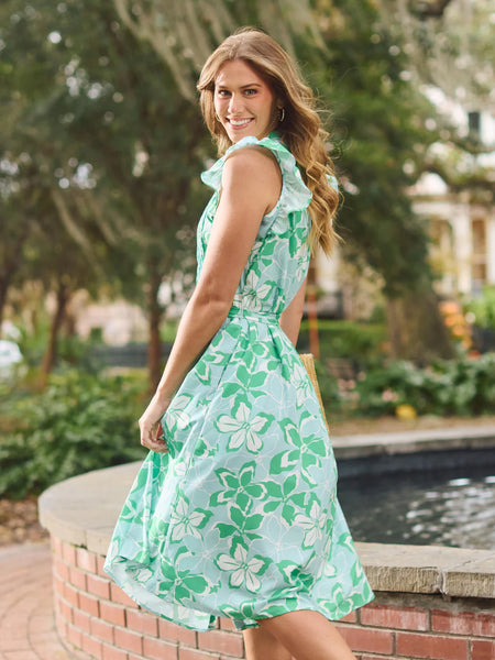 Jenn Dress | Tropical Bouquet Green by Mary Square